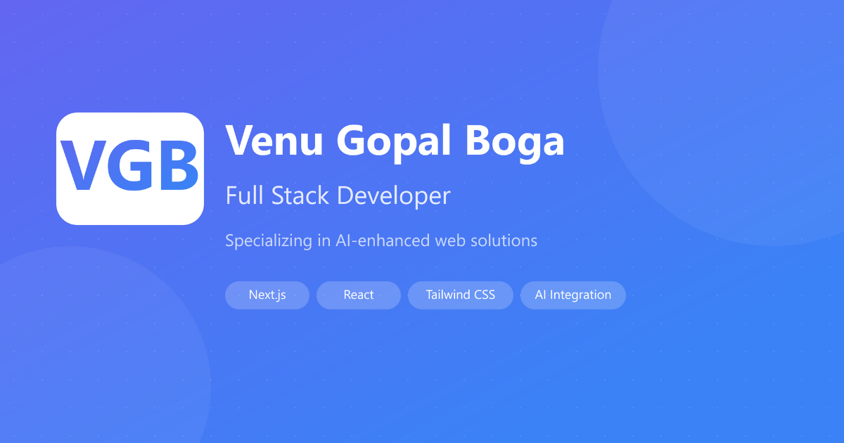 Venu Gopal Boga | Full Stack Developer